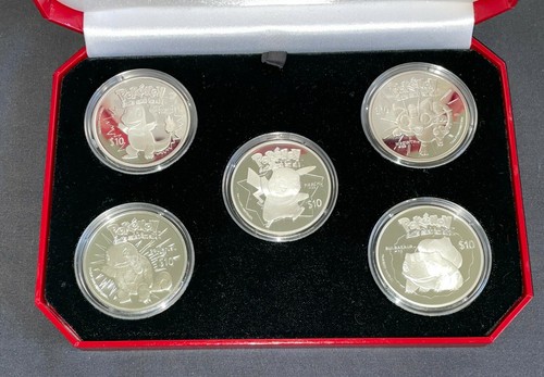 Pokemon Coins - 999 Silver Proof Niue - Complete Set 5 $10 - 2001 ...