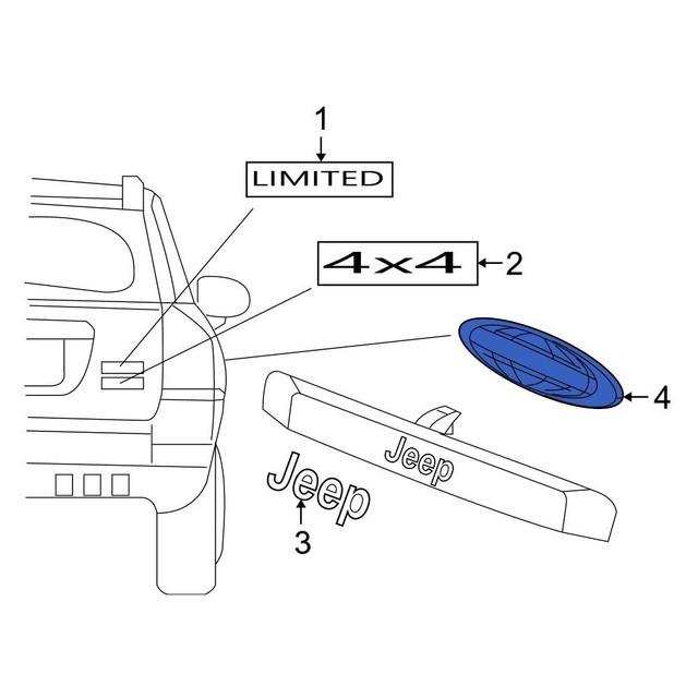 07- 17 Jeep Patriot Compass Latitude Tailgate Hatch Letters Badge ...