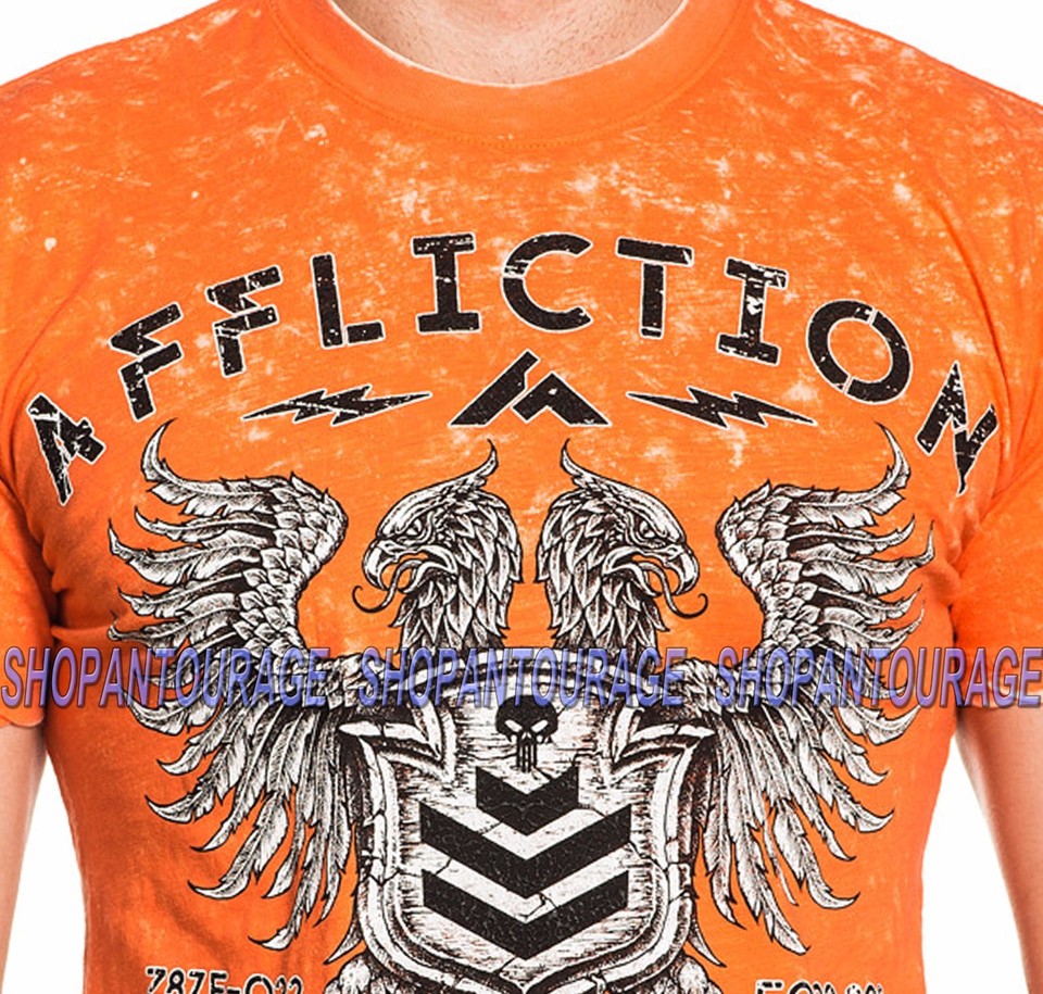 Affliction Value Freedom A16375 New Men`s Orange GI Foundation T-shirt ...