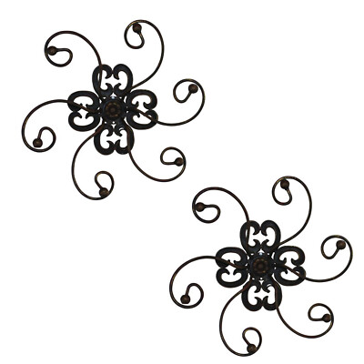 Round Sunburst Scroll Wall Plaque Set 2 Multi 6 Coat Hooks Medallion | eBay