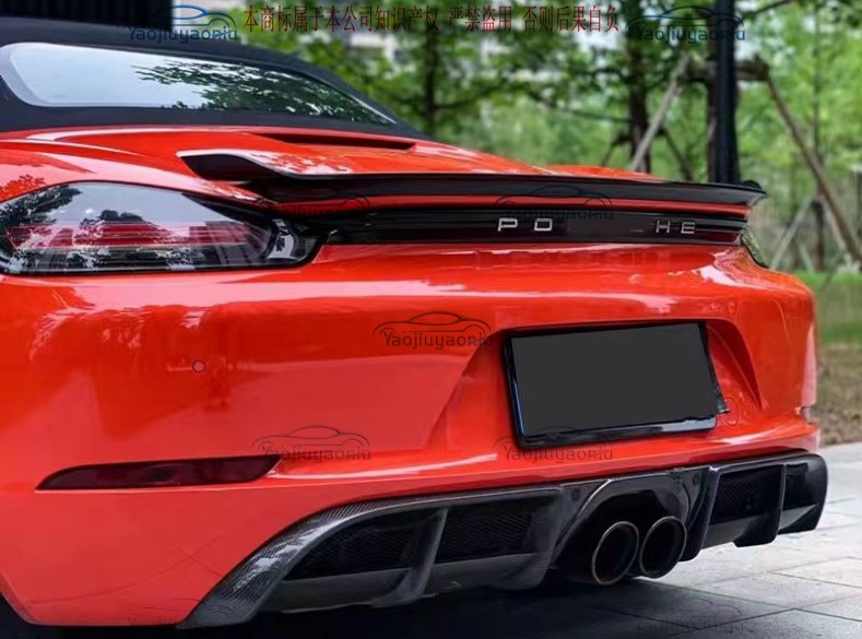 Swan Neck Real Carbon Fiber Rear Wing for 2017-2026 Porsche 718 Boxster ...