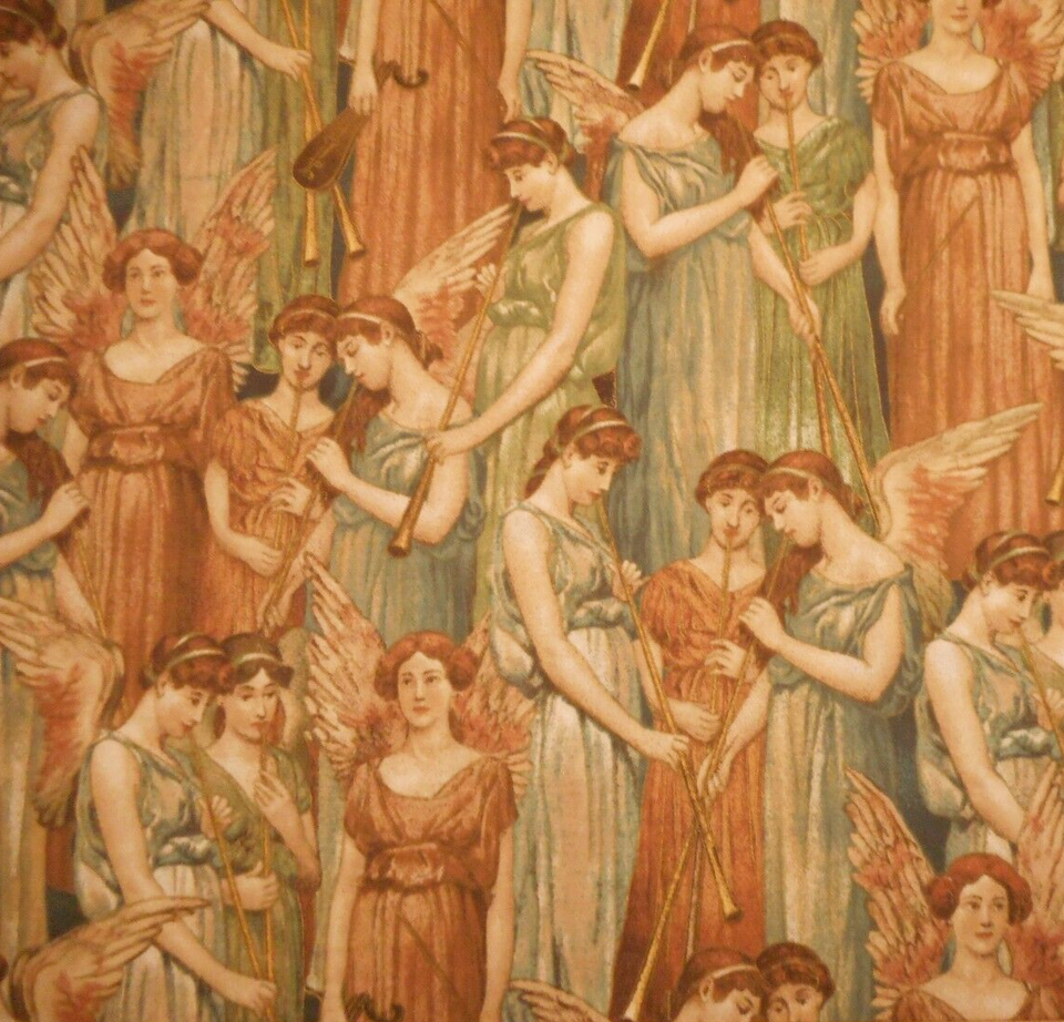 Quilt Fabric 1/2 Yard Mauve Aqua Renaissance Angels Metallic Gold ...