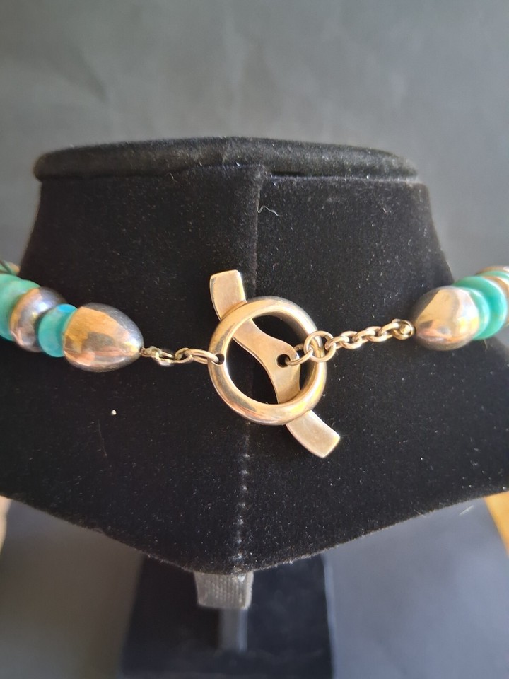 Sterling silver turquoise bead necklace | eBay