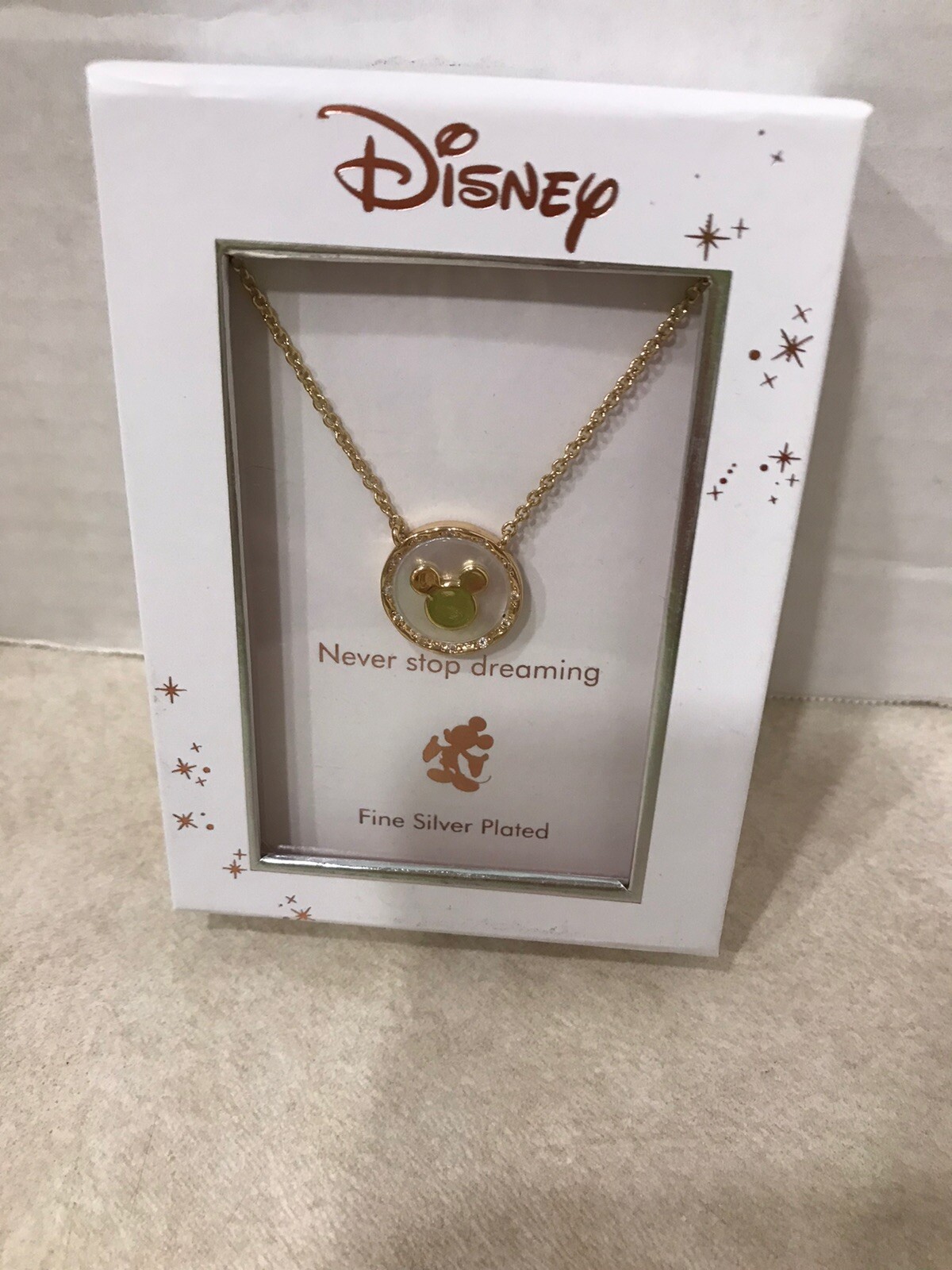 Disney Mickey Mouse Mother-of-Pearl Pendant Necklace In Gold- Tone 16 ...