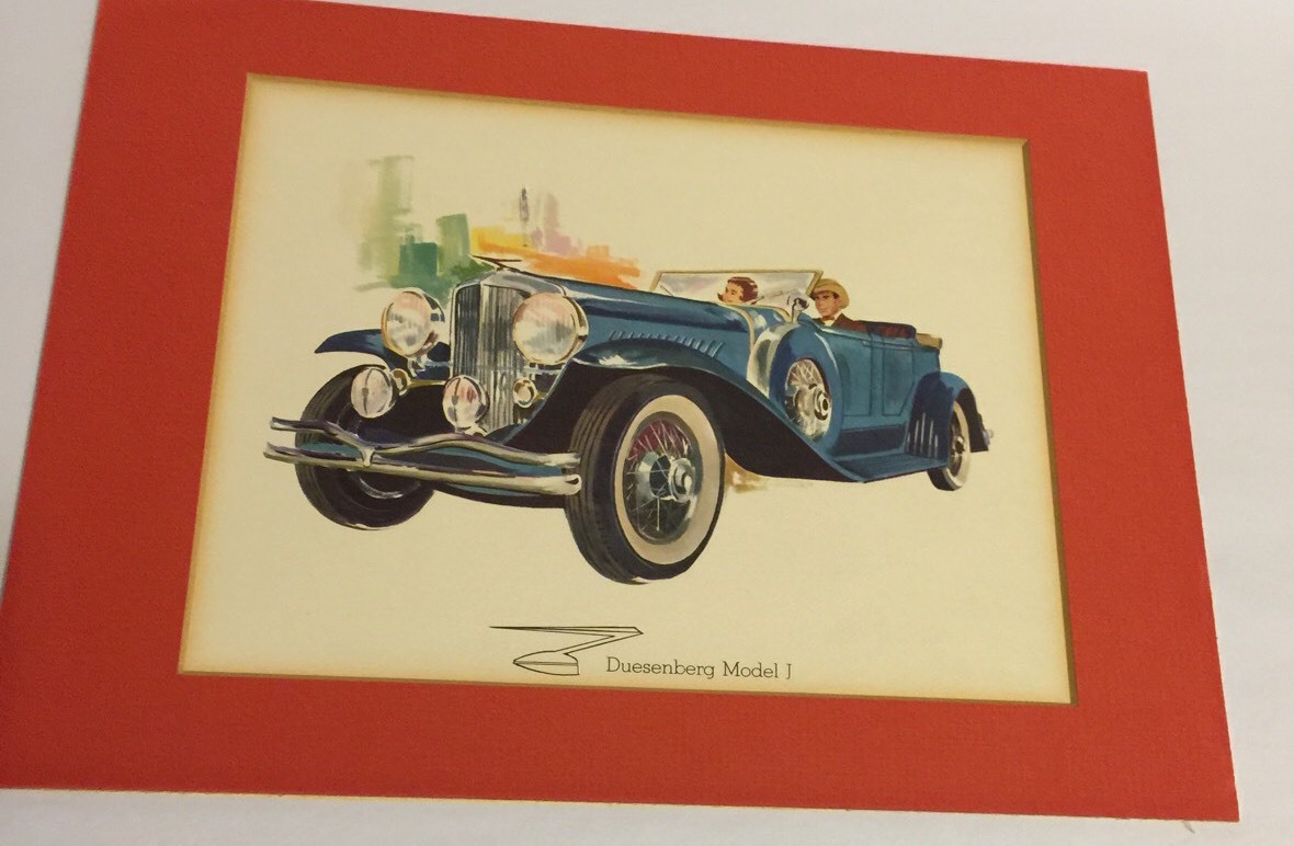 Duesenberg Model J Coupe Vintage Drawing Print 9 X 12" Matted | eBay