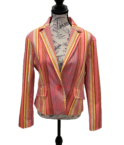Vintage Kemp & Company Lifestyle Women's Colorful Striped Blazer; Size ...