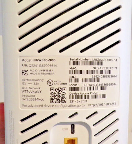 AT&T All-Fi Hub Internet Air Model BGW530-900 W/POWER SUPPLY for sale ...