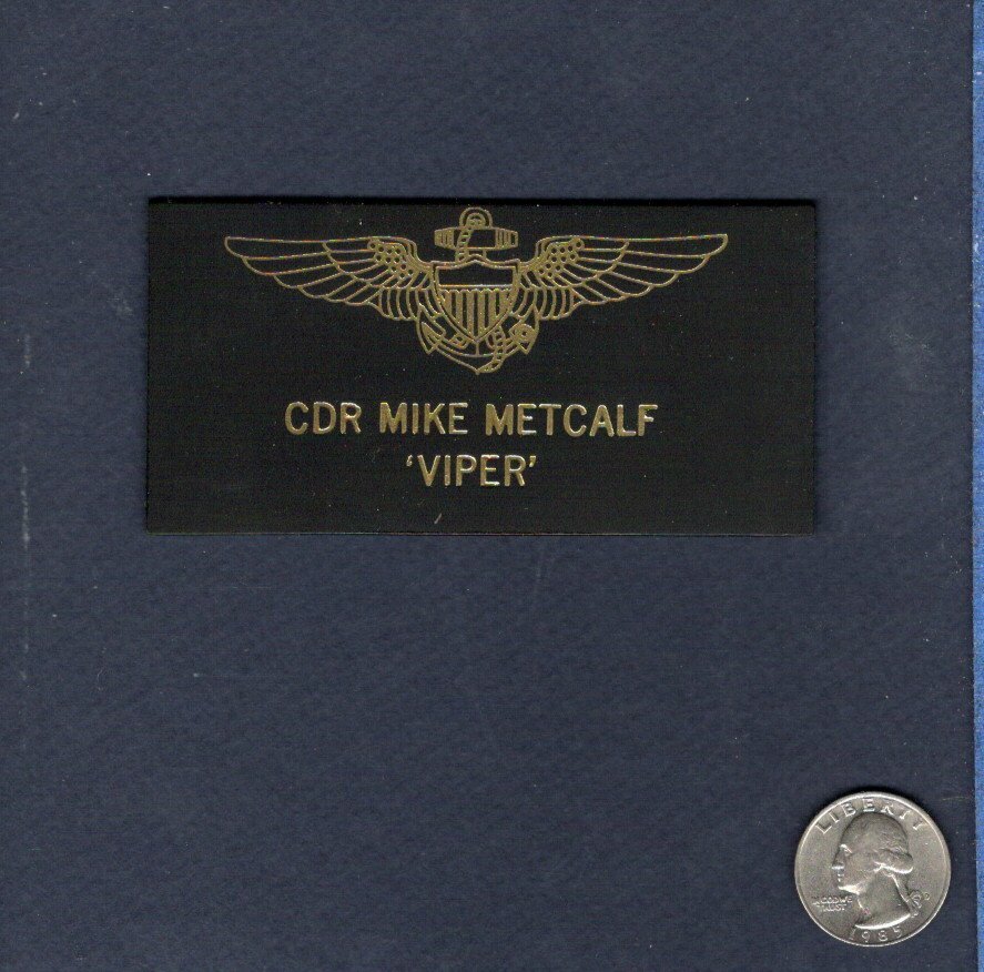 Mike VIPER Metcalf TOP GUN MOVIE Costume NAVY Squadron Leather Name Tag ...