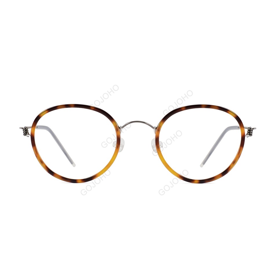 womens Men's Round glasses Tortoise round frame blue titanium alloy ...