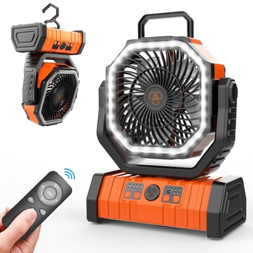 Oscillating Fan with Remote, 8" USB C Rechargeable 20000mAh Battery Fan ...
