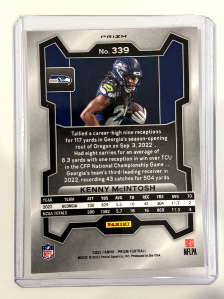 2023 Prizm Kenny McIntosh Rookie Card Silver Prizm Variation RC #339 Sp ...