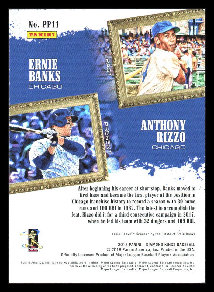 2018 Panini Diamond Kings Past and Present #PP11 Ernie Banks / Anthony ...