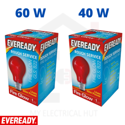 Eveready Red Fireglow Flame Effect GLS Light Bulb Bayonet BC B22 240V ...