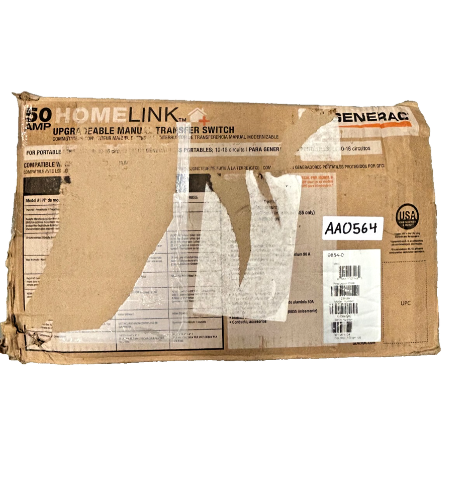 Generac G0098540 HomeLink 9854 Upgradeable Manual Transfer Switch 50A ...