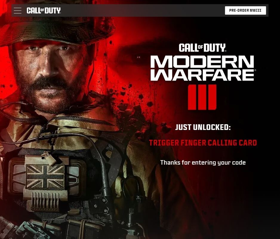 TRIGGER FINGER Calling Card - Call of Duty Modern Warfare III MWIII MW3 ...