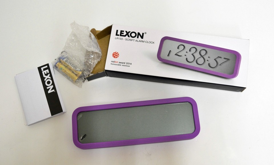 Wecker Alarm Lexon Scrip Designer LCD lila Neu OVP No Elektrosmog ...
