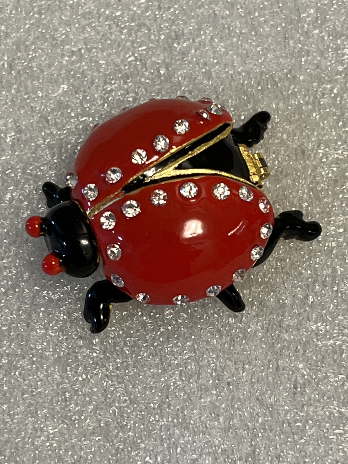 Ladybug Pewter Enamel Hinged Jewelry Trinket Box Hinged Lid Jeweled ...