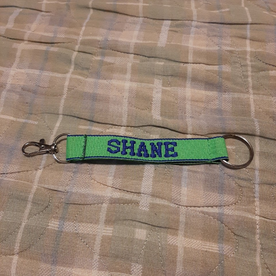 SHANE Embroidered Name Strap Key Ring, Keychain with Clasp (LIME) | eBay