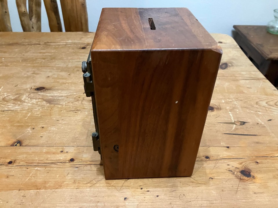 Vintage 1950s Wooden Post Office Box Lock Box Coin Bank Combination ...