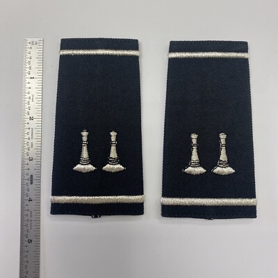 Fire Dept. Epaulettes, 2 Parallel Bugle - Silver Embroidery On Black ...