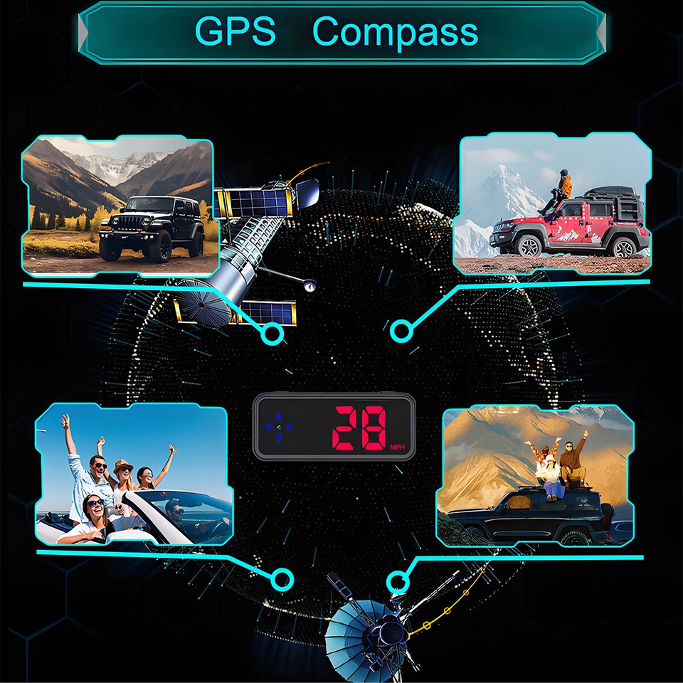 2026 Mini LED Digital Speedometer GPS Car HUD Head Up Display MPH/KMH ...