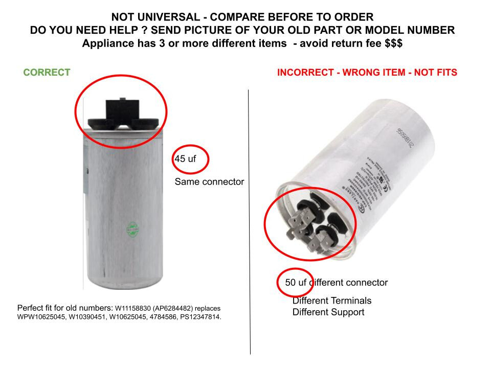 Whirlpool Maytag Amana Washer Capacitor W10625045 W11158830 for sale ...