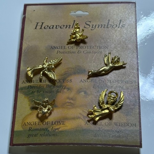 Heavenly Symbols Angel Pins Set of 5 Gold Tone Lapel Pins Protection ...