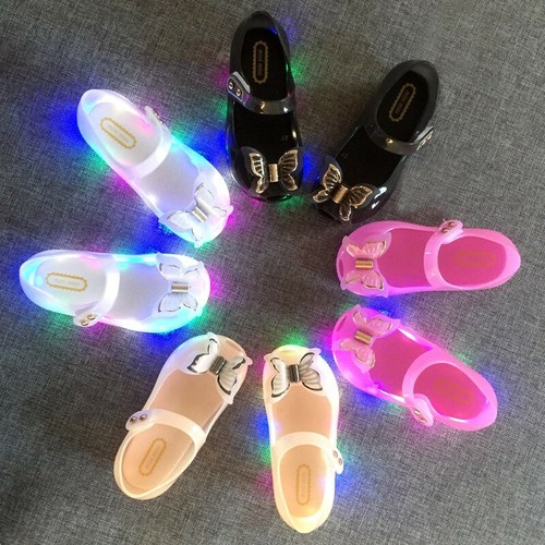 Summer Mini Sandals Butterfly Girls Jelly Led Cute Princess Shoes Kids ...