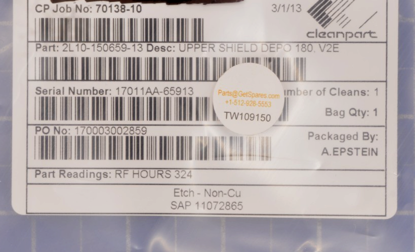 2L10-150659-13 / UPPER SHIELD DEPO 180 V2E / TOKYO ELECTRON TEL | eBay