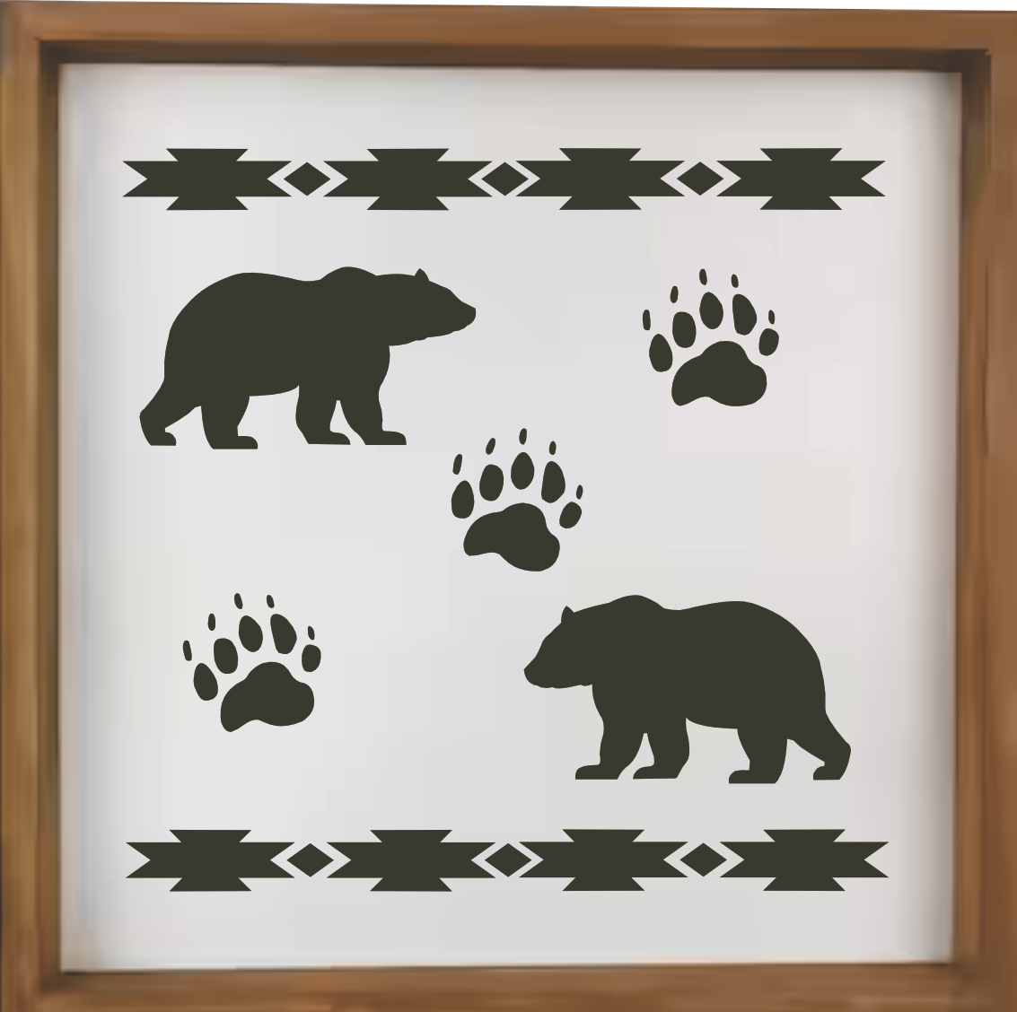 Stencil Joanie Rustic Bear Paw Print Animal Track Cabin Lodge Aztec DIY ...