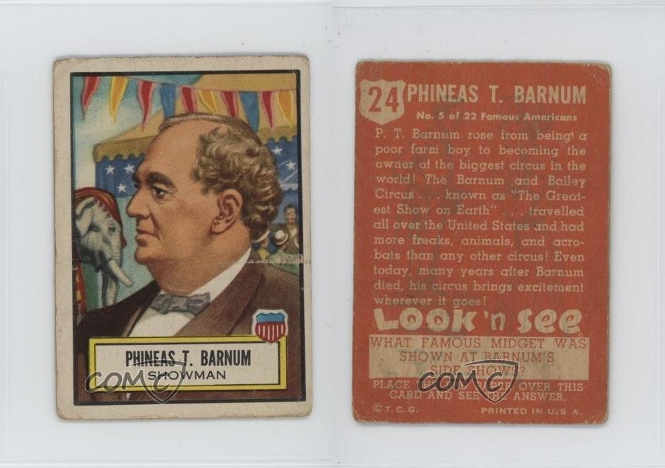 1952 Topps Look 'n See PT Barnum Phineas T Barnum #24 0nr3 | eBay