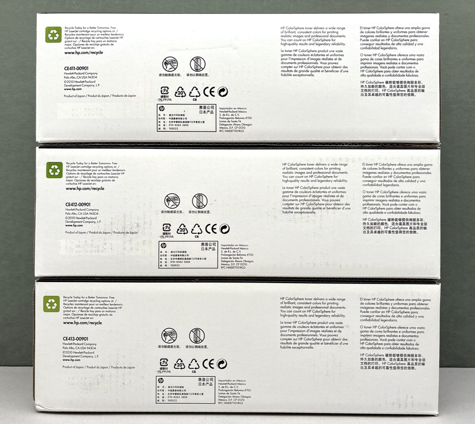 Genuine HP 305A Cyan, Yellow, Magenta Toner Print Cartridge CE411A/412A ...