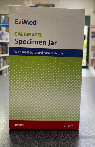 EziMed Sterile Specimen 50 ml Jars Containers Lab 20 Pk Calibrated with ...
