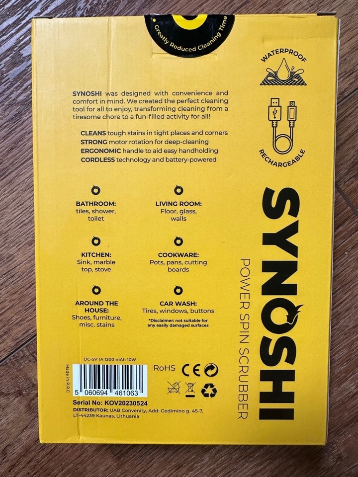 Synoshi Electric Spin Scrubber, Cleaning Brush with 3 Replaceable ...