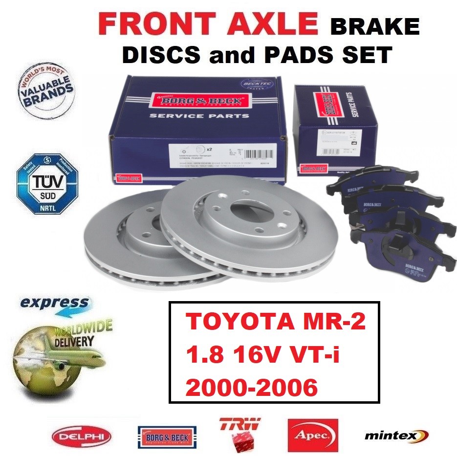 FOR TOYOTA MR 2 MR2 1.8 16V VTi 2000-2006 FRONT AXLE BRAKE PADS + DISCS ...