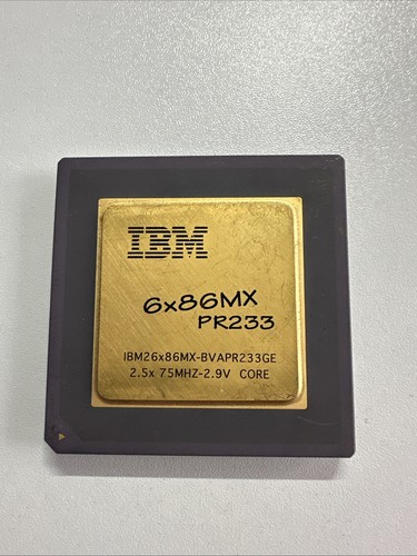 IBM 6x86MX PR233 Socket 7 GOLD CPU IBM26x86MX-BVAPR233GE 2.5x 75Mhz 2 ...