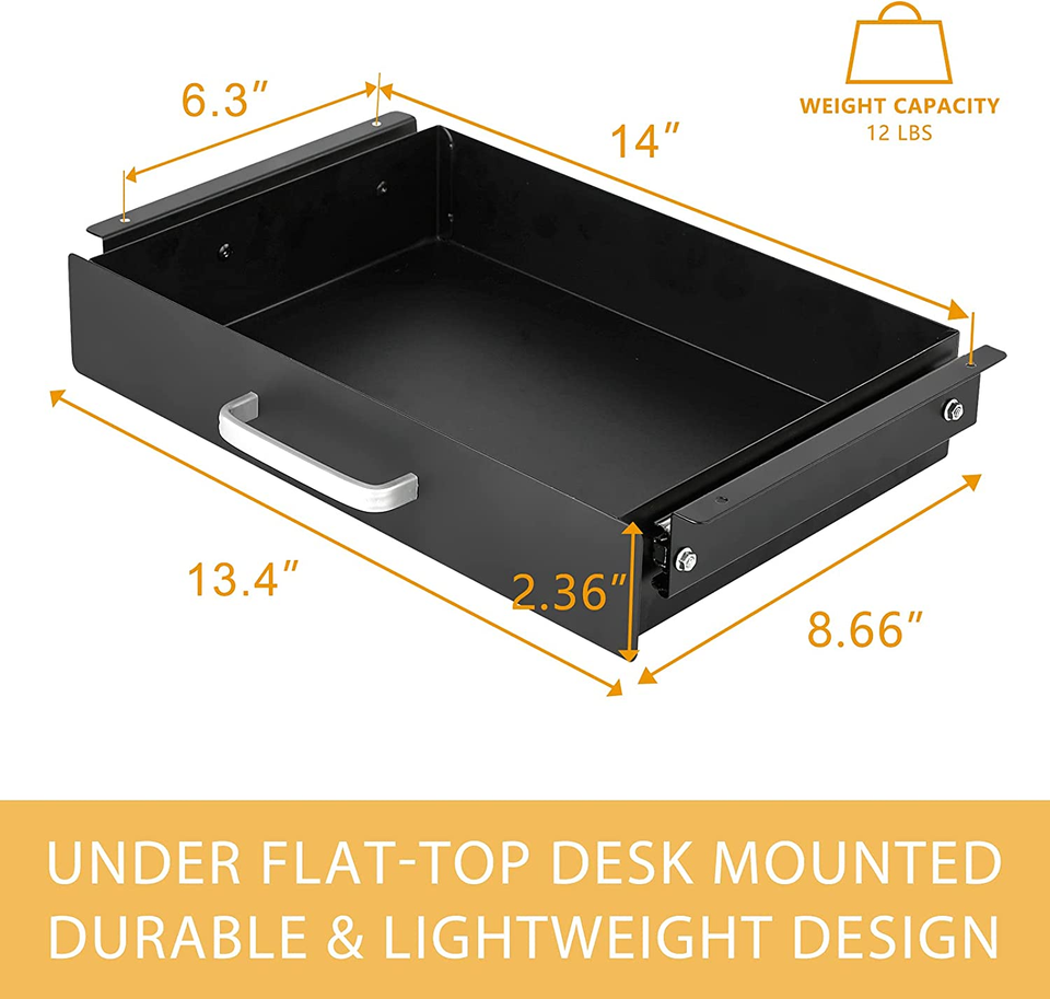 under Desk Pull-Out Drawer - Storage Organizer Office Mounted, Easy ...