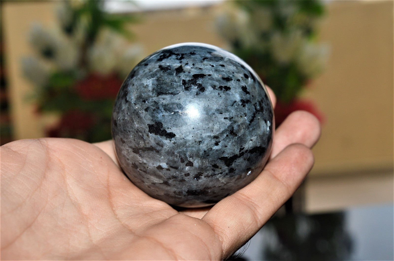 Natural 55MM Larvikite Labradorite Stone Healing Charged Granite Flash ...