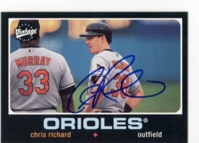 SIGNED BASEBALL CARD AUTO BALTIMORE ORIOLES CHRIS RICHARD 2002 VINTAGE ...