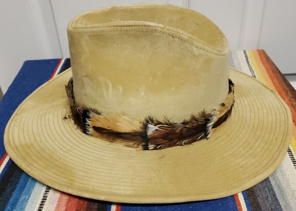 Vintage Boot Hill Cowboy Hat Western Beige Medium 7 7 1/8 Distressed ...