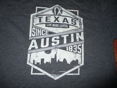 Gray AUSTIN TEXAS Live Music Capitol Logo T Shirt Slim Fit XL Tri Blend ...