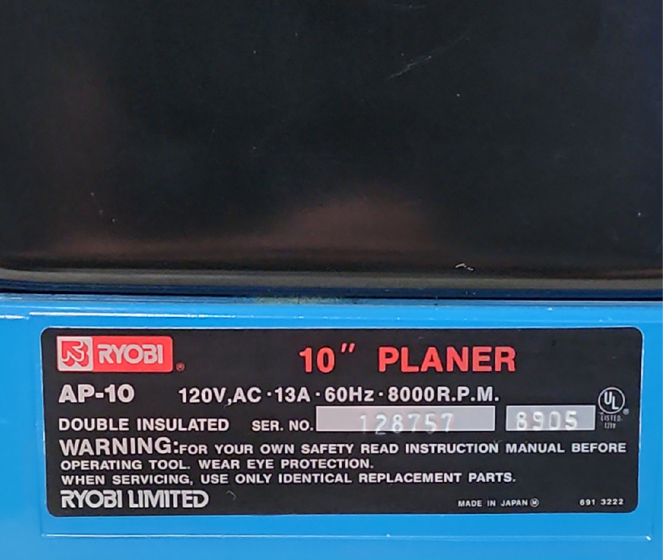 Ryobi 10" Surface Planer AP10 - Hardly Used | eBay