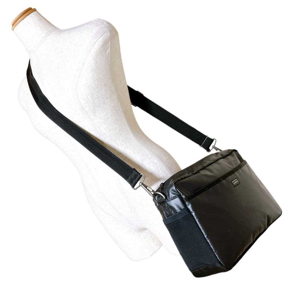 PORTER Shoulder Bag Crossbody Small Logo Nylon Black Men's PORTER Shoulder Bag Crossbody Small Logo Nylon Black Men's