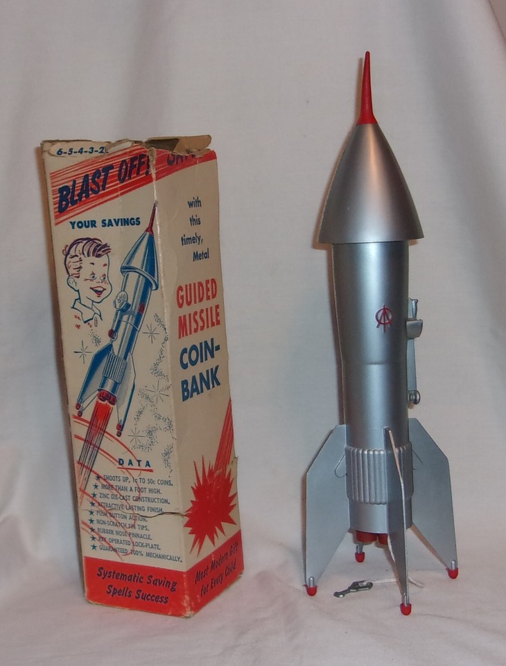 2 A Berzac Creation Astro Mfg. Guided Missile Bank Red Rubber ...
