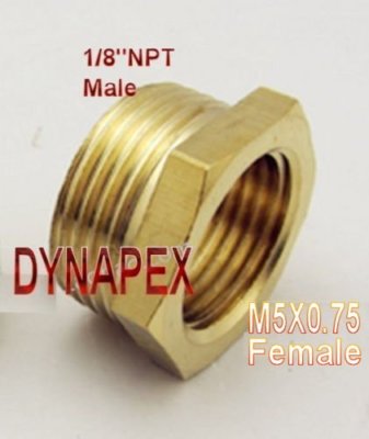 Reducer 1/8" NPT Male to Metric M5X0.75 Female Brass Pipe Adapter ...