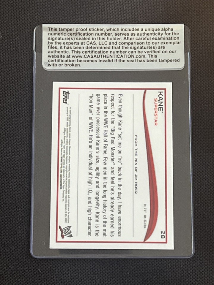 KANE 2014 TOPPS WWE CHROME SIGNED AUTOGRAPHED CARD CAS AUTHENTIC | eBay