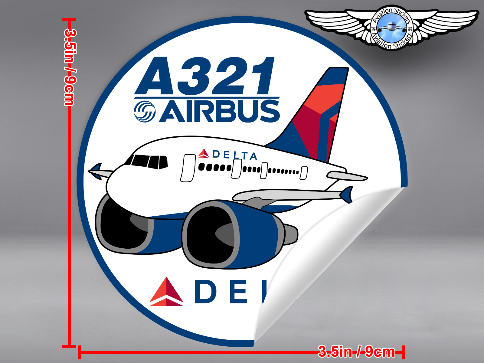DELTA AIR LINES ROUND PUDGY AIRBUS A321 A 321 DECAL / STICKER | eBay