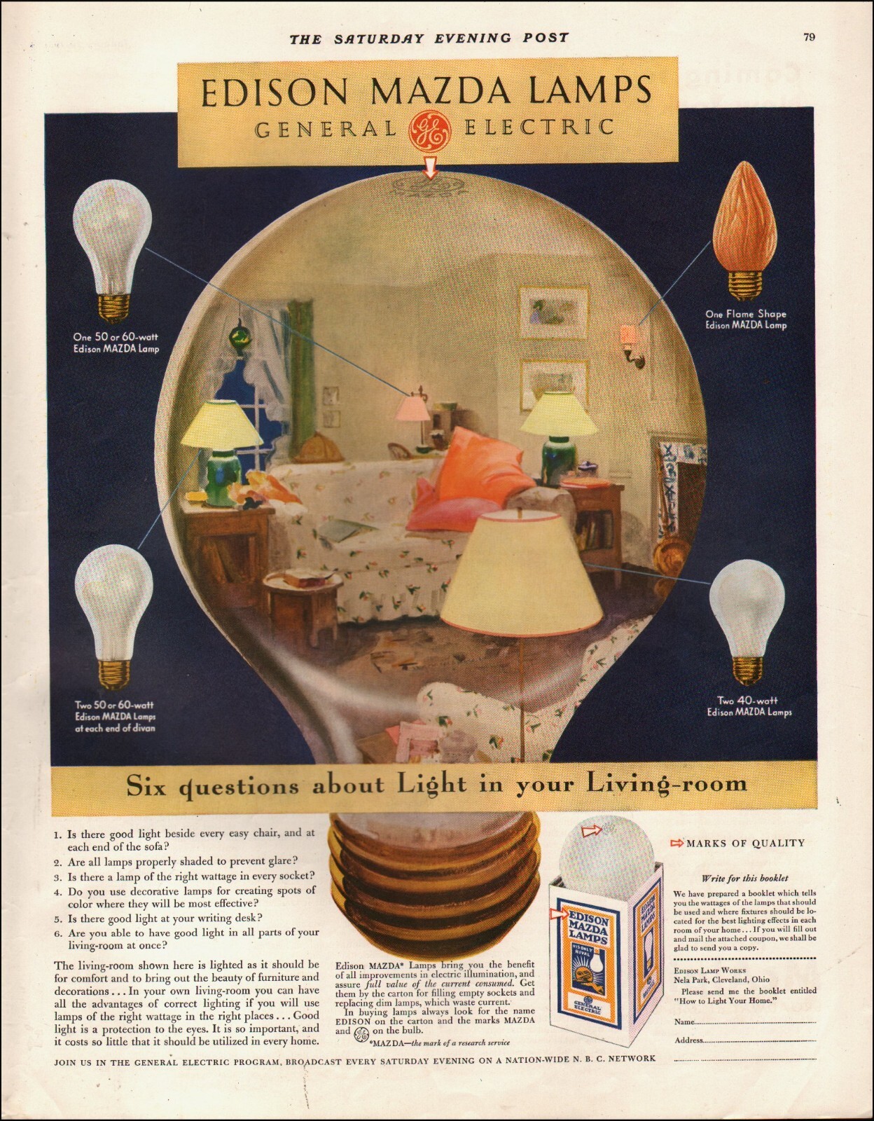 1931 Vintage ad Edison Mazda Lamps retro Light bulbs General Electric ...
