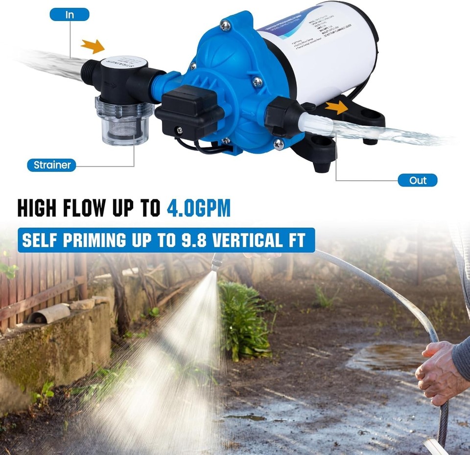 Automatic 110 Volt Water Pump - 4 GPM, Ideal for RV, Food Truck ...
