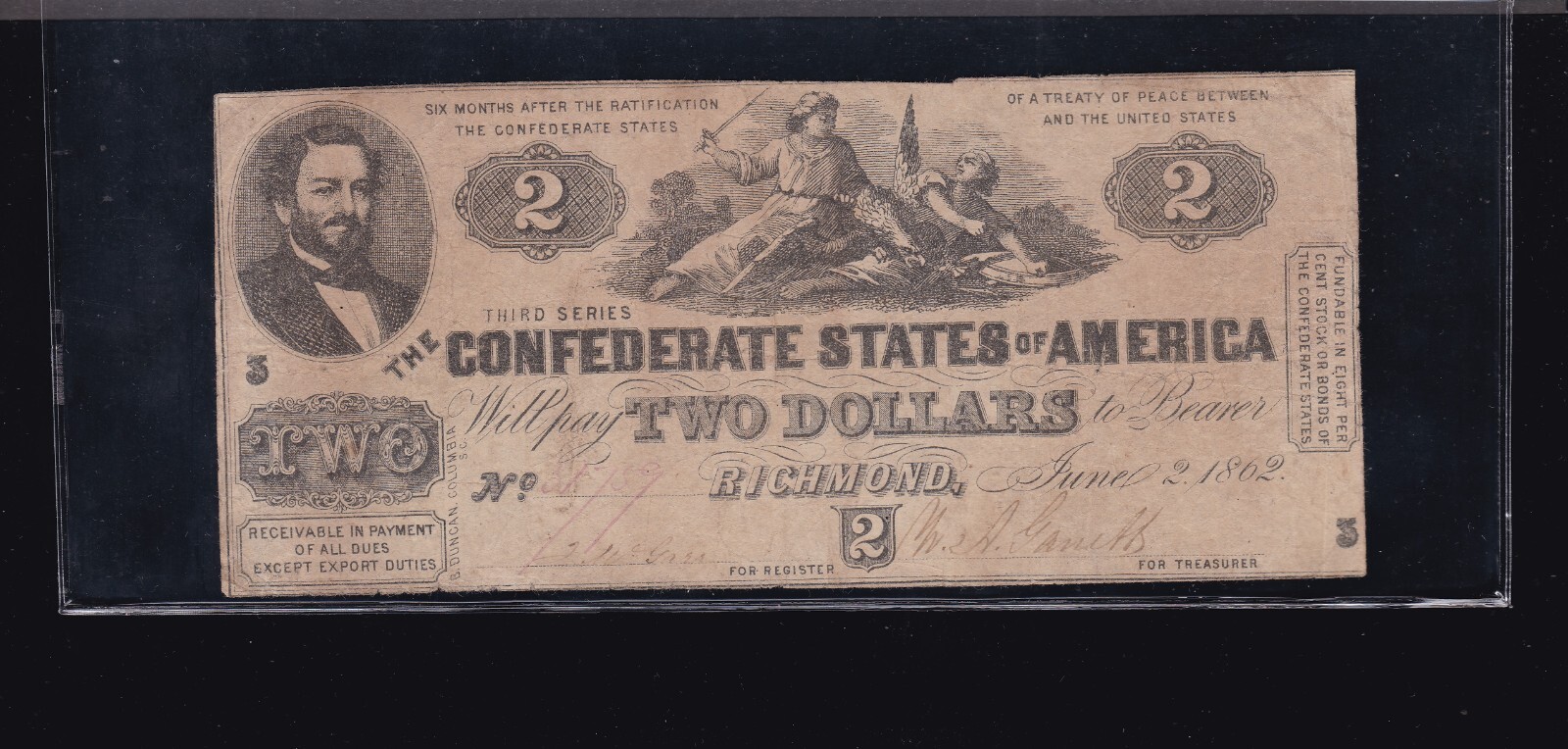 US 1862 $2 CSA T-42 Confederate State Bank Note 3rd Series VF (759) | eBay